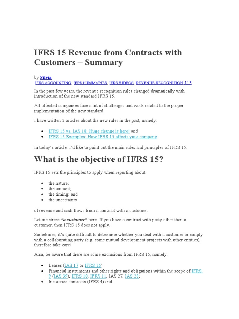 PFRS 15 Summary | PDF | International Financial Reporting Standards ...