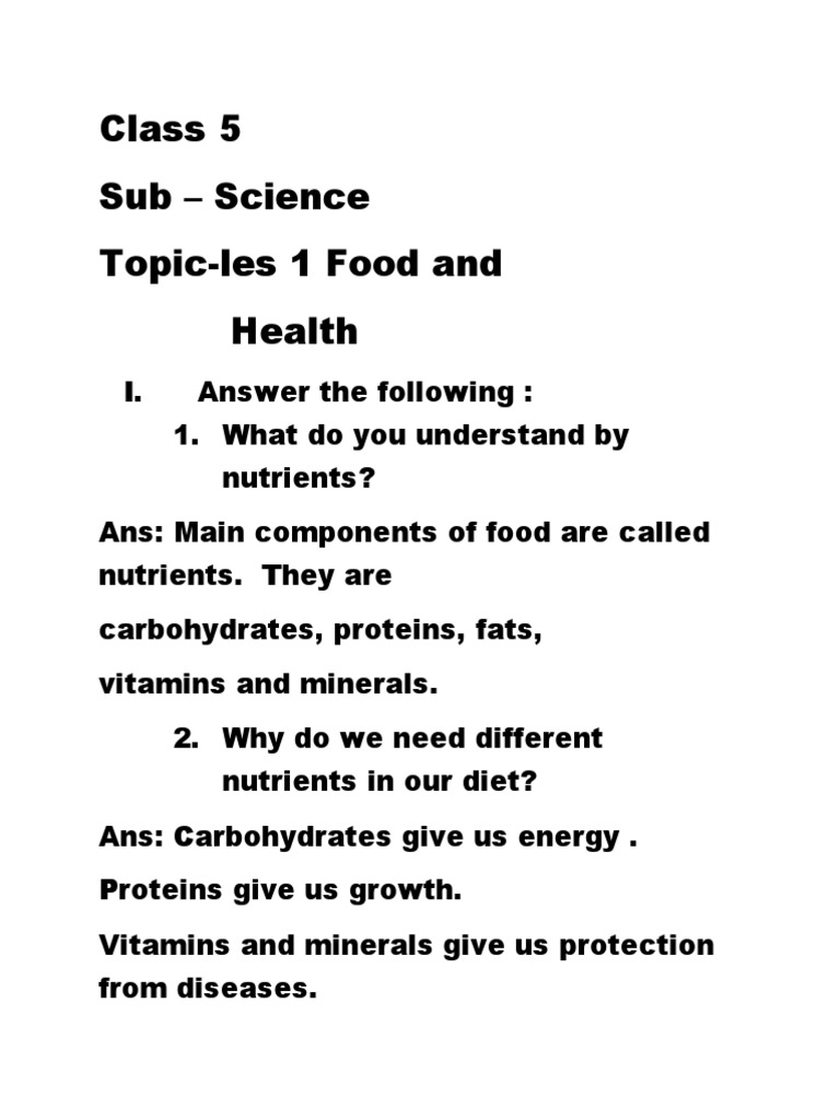 5th Science CH 1 Class Work Notes | PDF