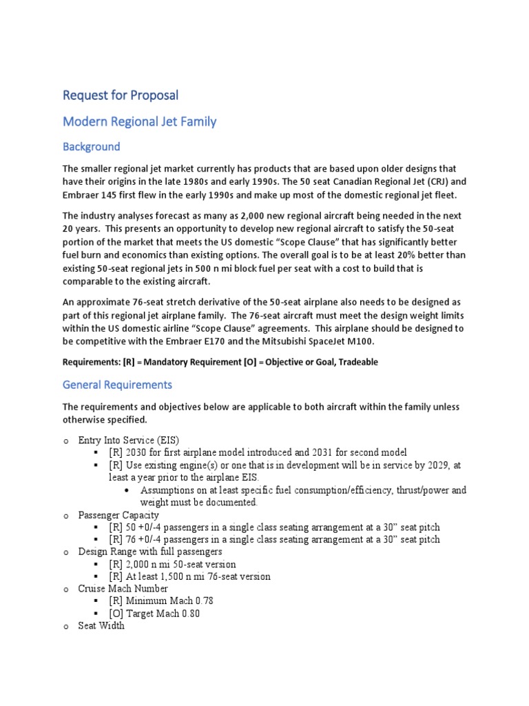 AIAA RFP for Modern Regional Jets | PDF | Aircraft | Aviation