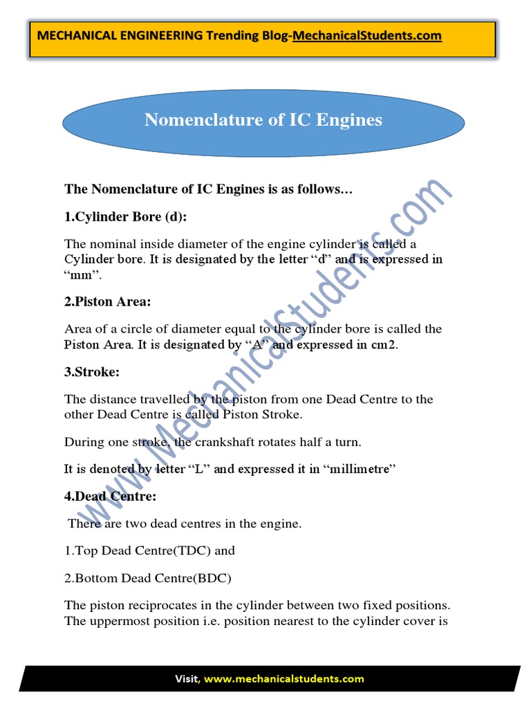 Nomenclature of IC Engines | PDF | Engine Technology | Machines