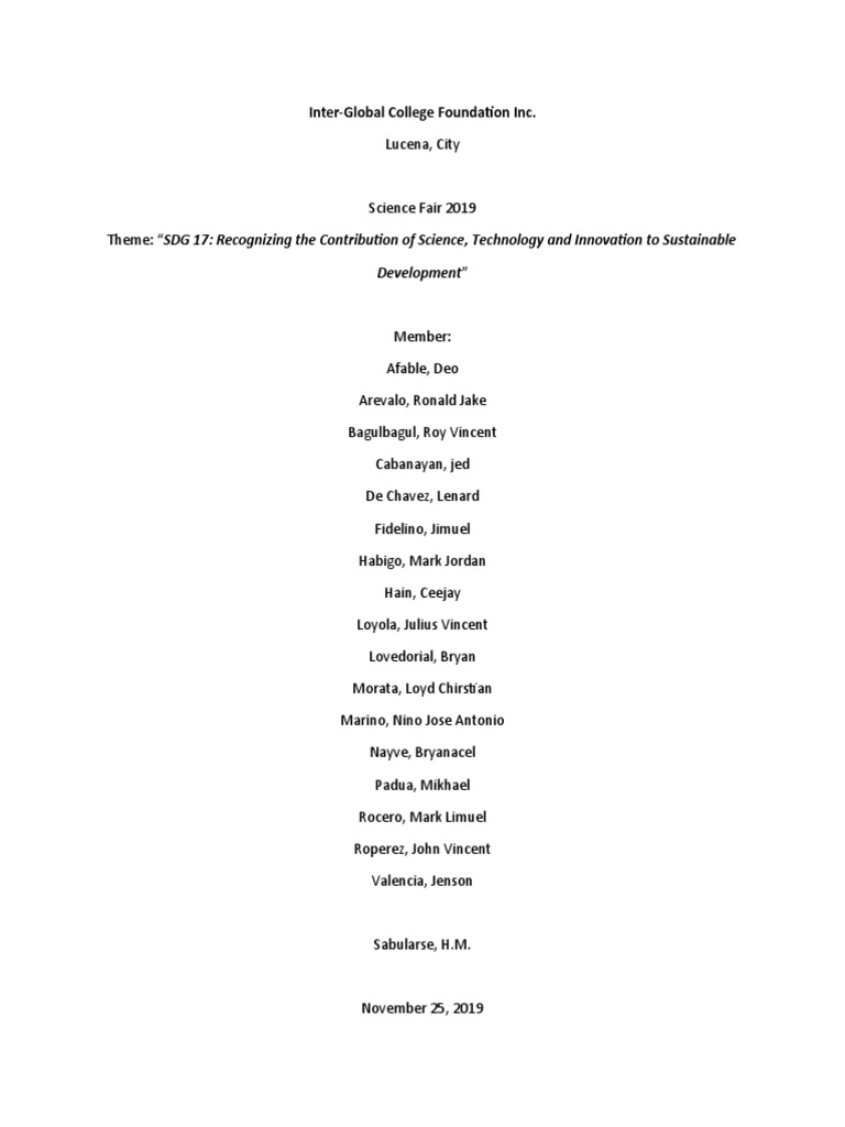 SDG 17: Recognizing the Contribution of Science, Technology and ...