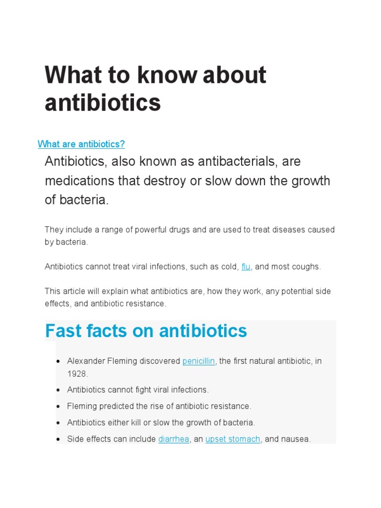 What To Know About Antibiotics | PDF | Antimicrobial Resistance | Infection