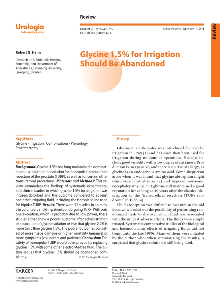 Glycine 1.5% For Irrigation | PDF | Saline (Medicine) | Medical Specialties