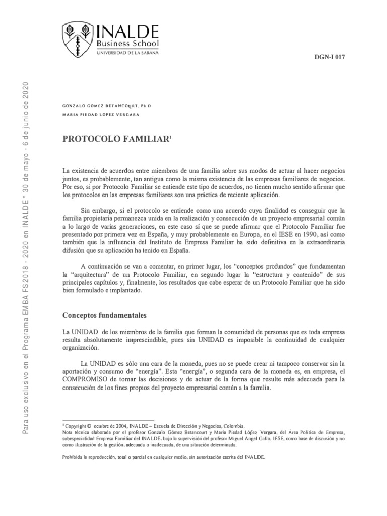 Protocolo Familiar PDF | PDF | Familia | Toma de decisiones