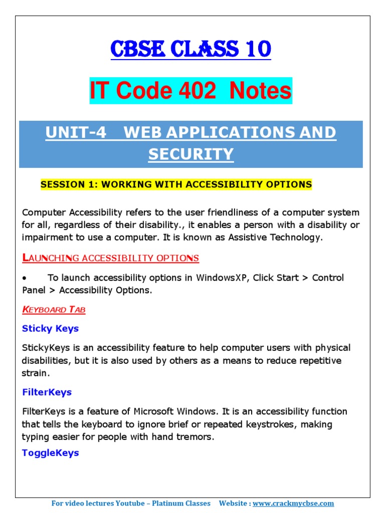 It Code 402 Notes Cbse Class 10 Pdf Internet Access Computer Network 4435