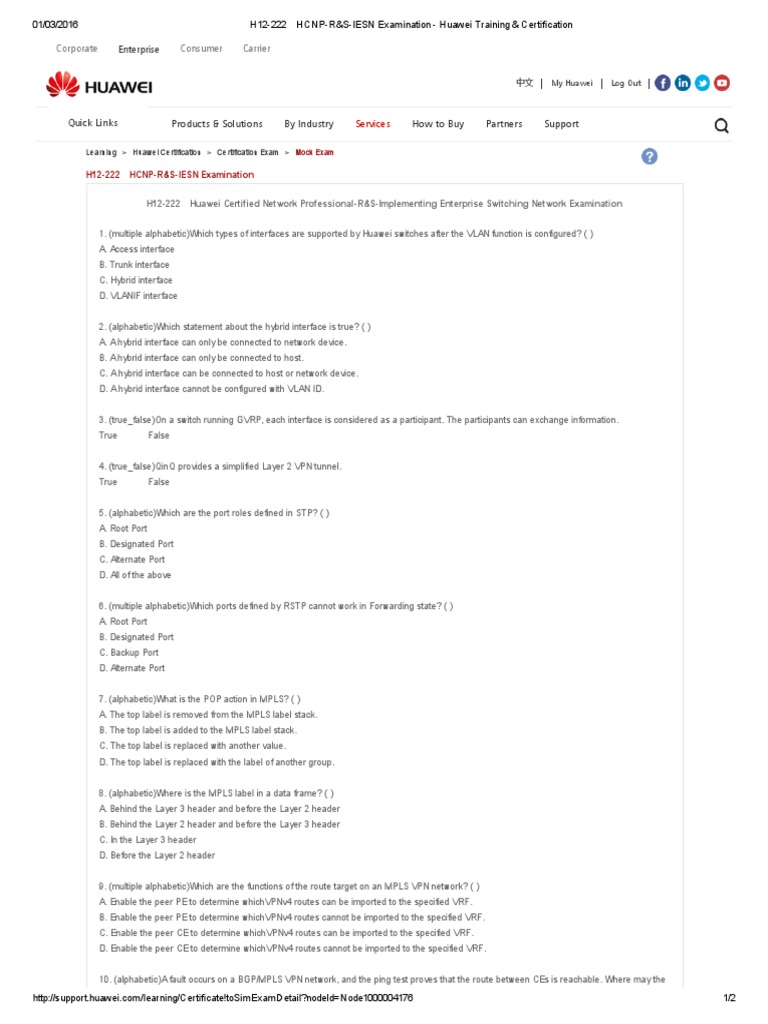 H12 222 HCNP R - S IESN Examination | PDF | Virtual Private Network | Internet Protocols