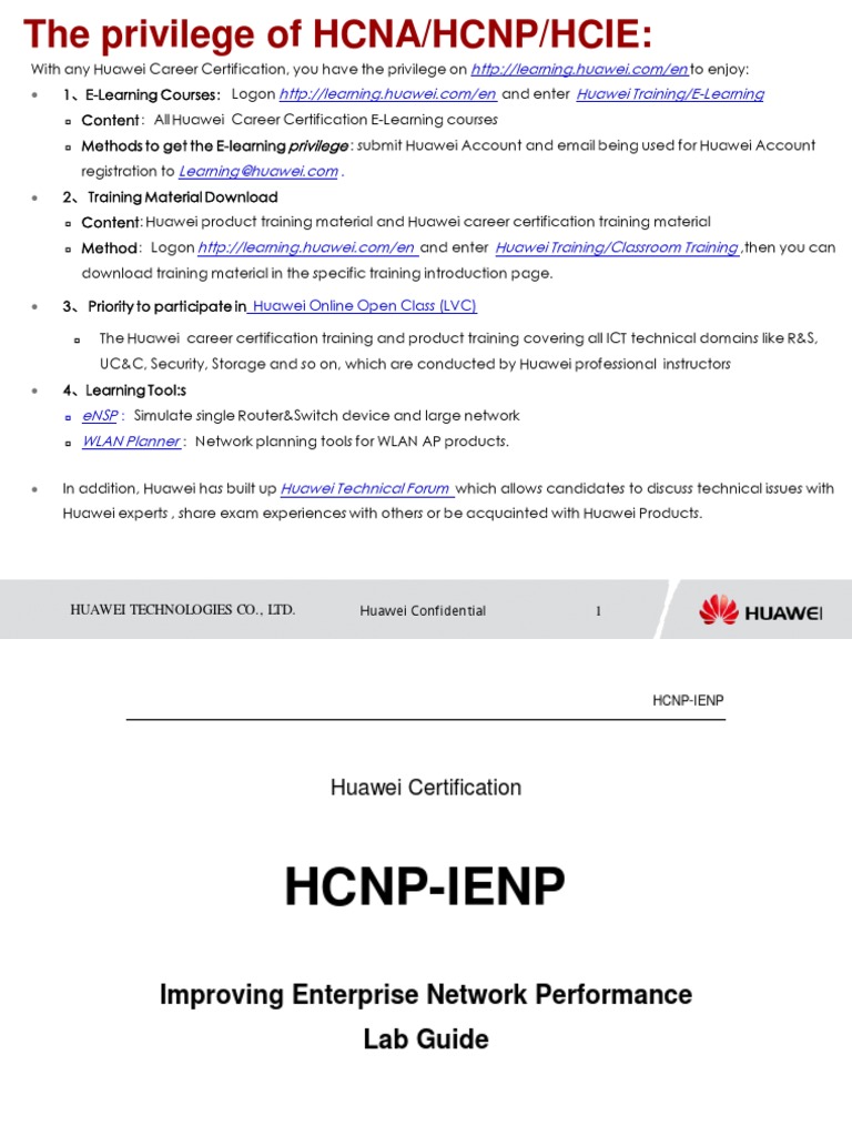 Huawei Certification HCNP Lab Guide HCNP-IENP v1.6 PDF | PDF | Virtual Private Network | File ...