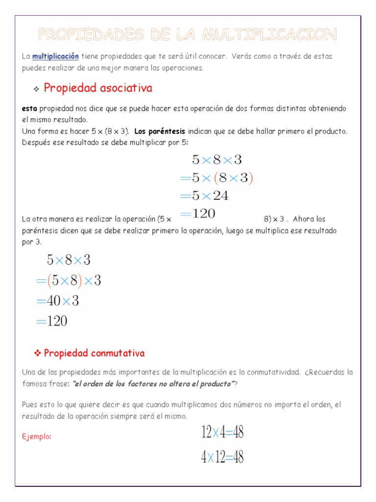 Propiedades de La Multiplicacion | PDF