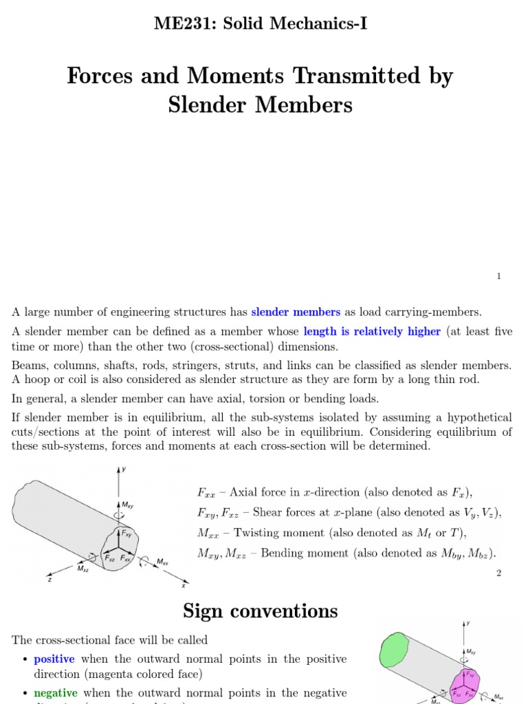 3 Forces Slender Members pg1 7 | PDF | Beam (Structure) | Bending