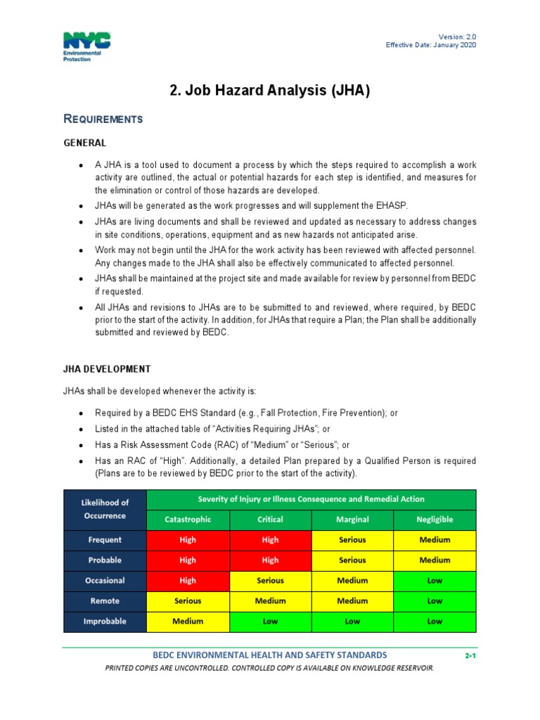 EHS Standards - JHA | PDF | Personal Protective Equipment | Hazards