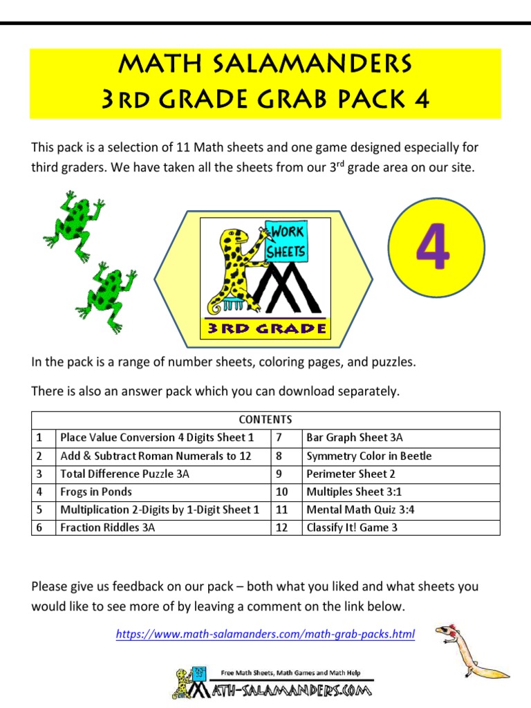 3rd Grade Math Grab Pack 4 PDF | PDF | Planets | Saturn