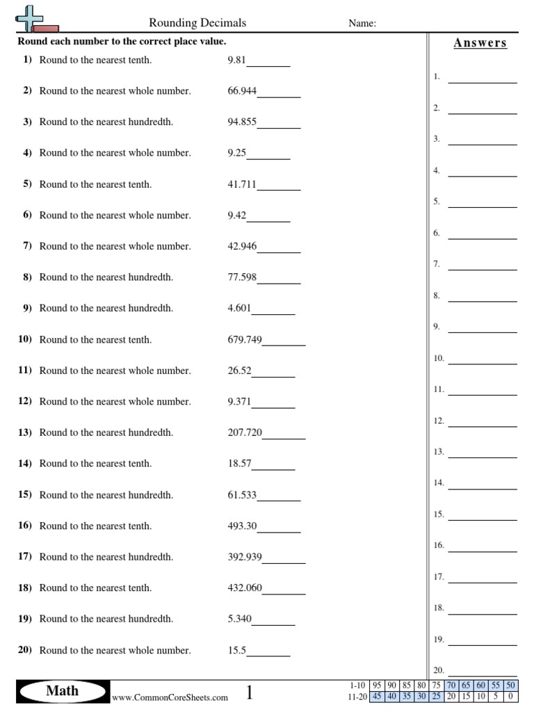 Rounding Decimals: Answers | PDF | Numbers | Signal Processing