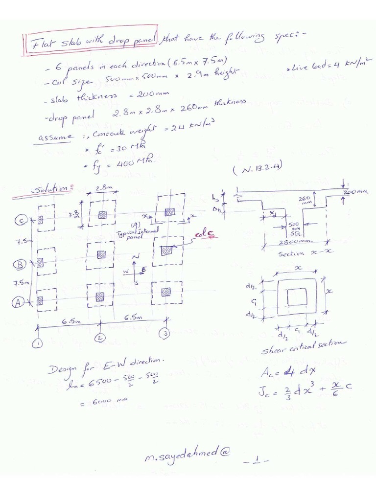 Design of Flat Slab With Drop Panels PDF | PDF