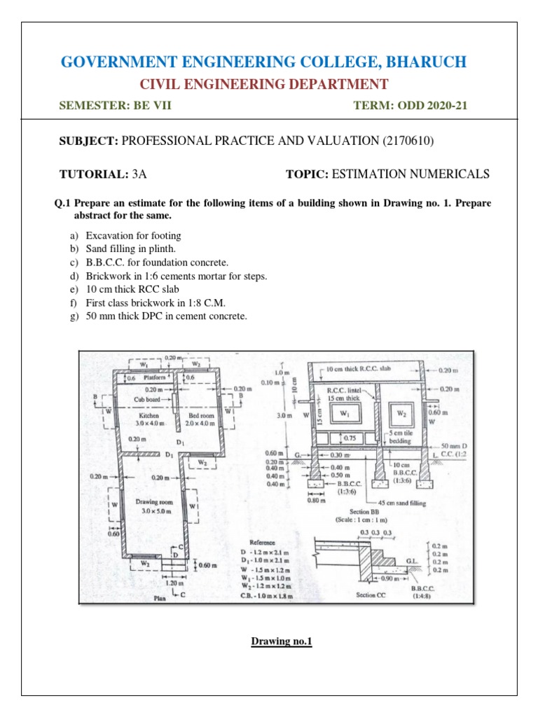 Tutorial Estimation Numericals PDF | PDF | Art | Technology & Engineering