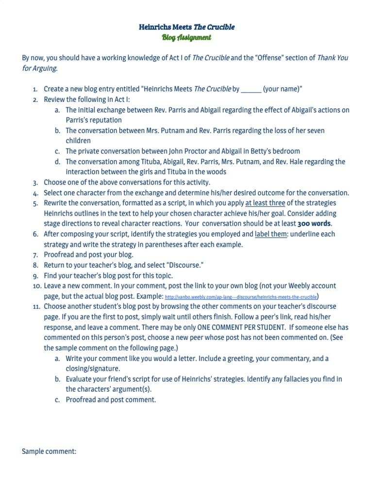 Heinrichs Meets The Crucible Analysis | PDF | Communication ...