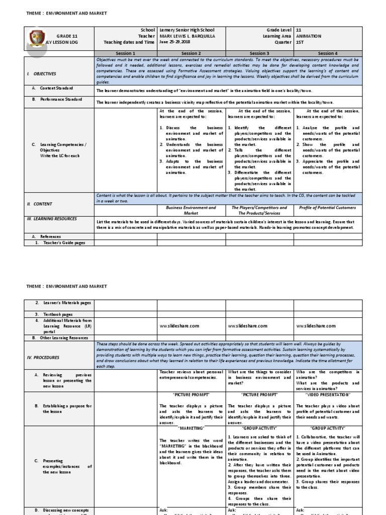 Environment and Market 2D Animation Senior High | PDF | Learning ...