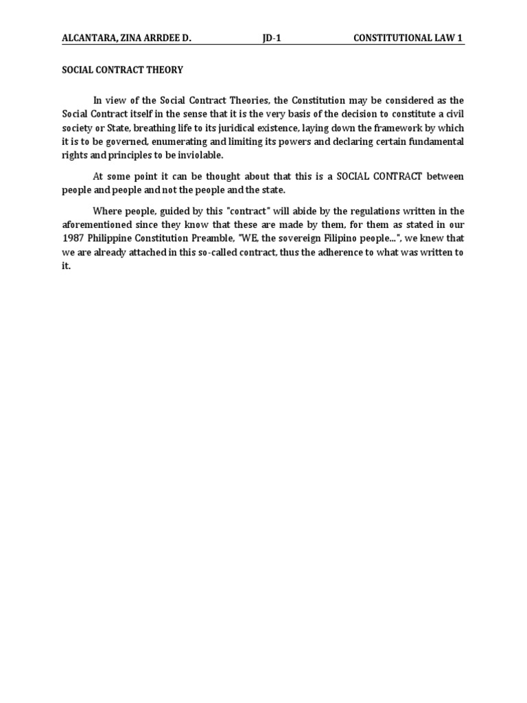 Social Contract Theory | PDF