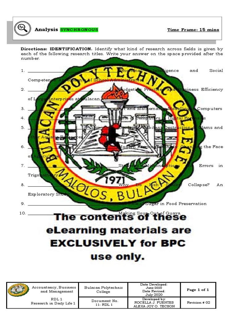 RDL1 - Activity 1.1 | PDF | Business