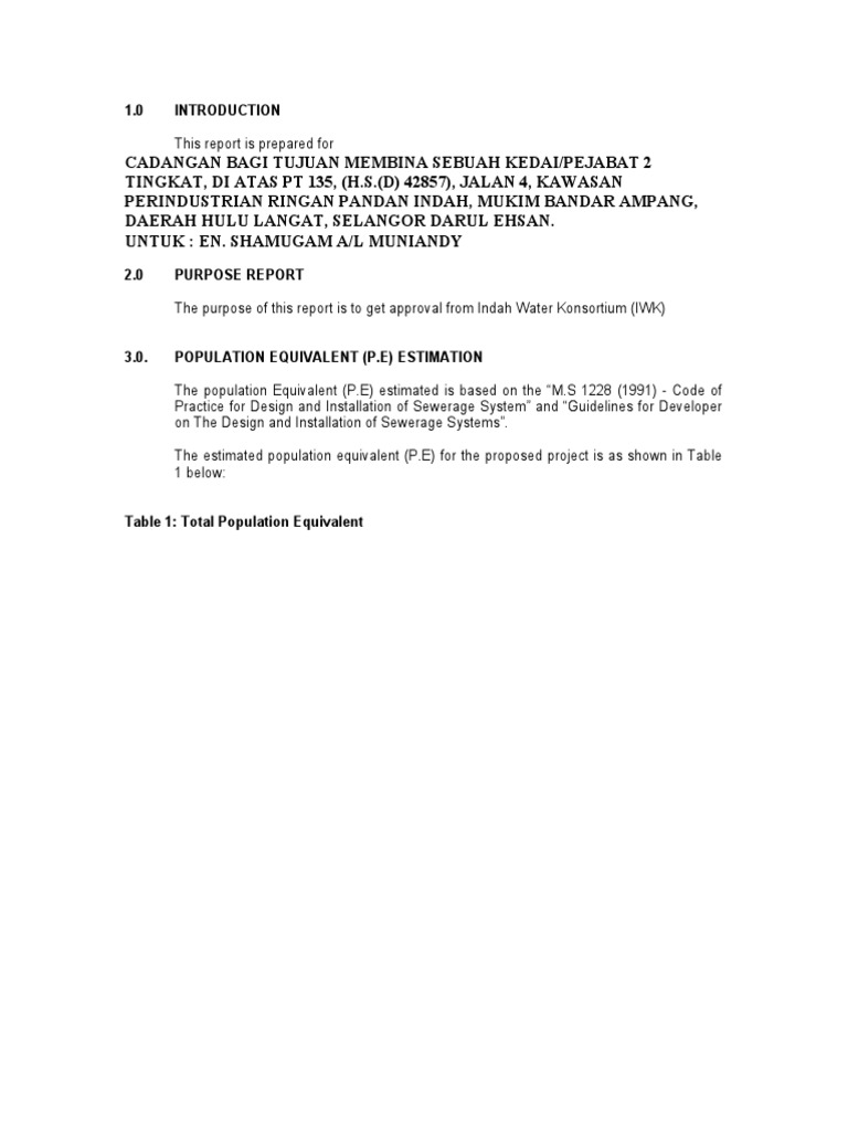 Population Equivalent Estimation Report | PDF