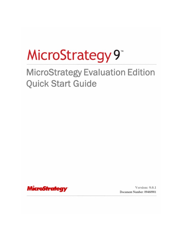 Microstrategy Evaluation Edition Quick Start Guide: Document Number ...