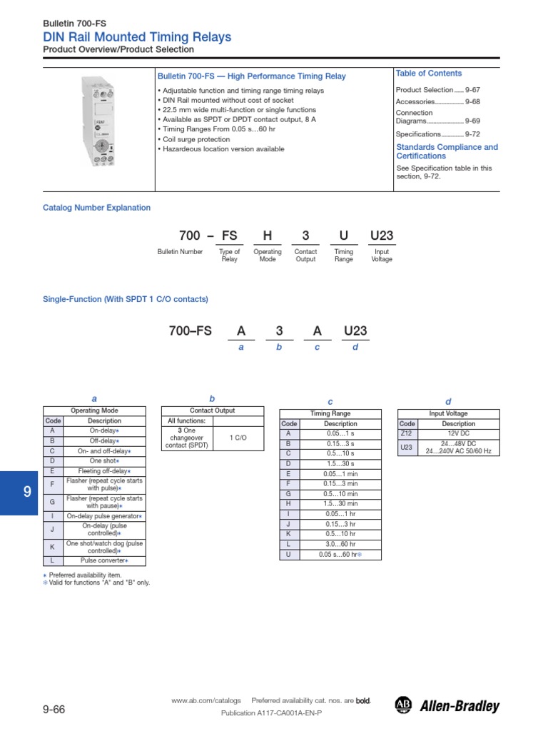 DIN Rail Mounted Timing Relays: 700 - FS H 3 U U23 | PDF | Mains ...