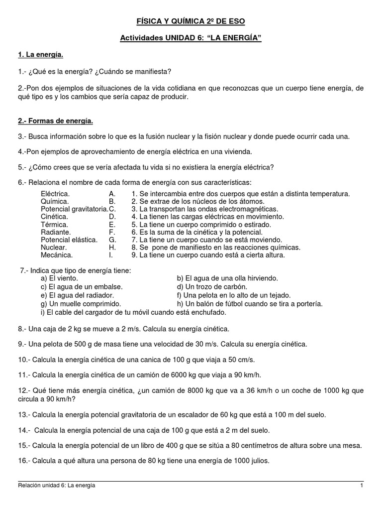 Física y Química: Energía en 2º ESO | PDF | Energía renovable ...