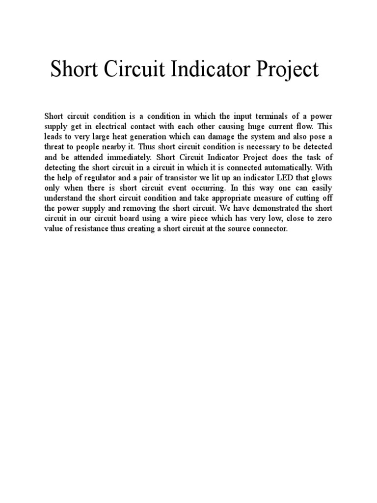 Short Circuit Indicator Project | PDF