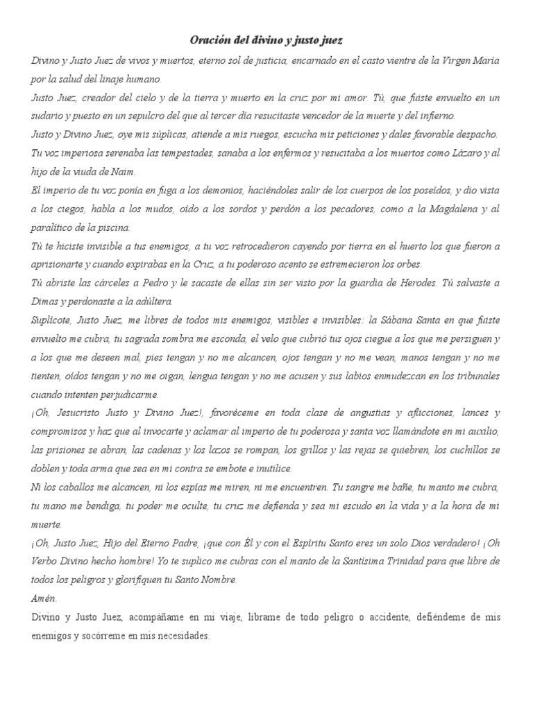 Oracion Al Divino y Justo Juez | PDF | Religión y creencia