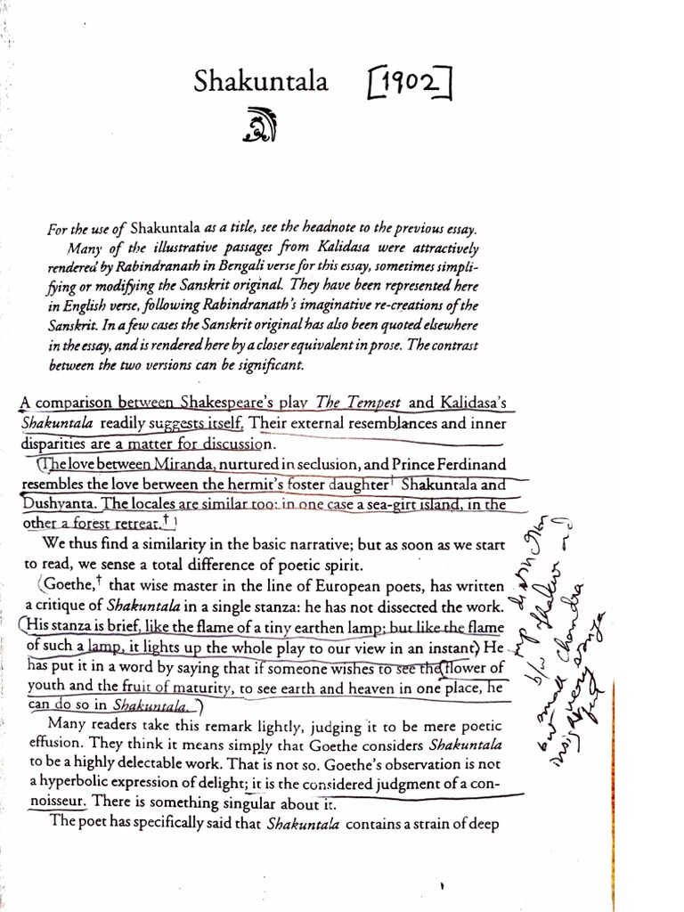 Shakuntala (1902) by Rabindranath Thakur and Translated by Sukanta ...