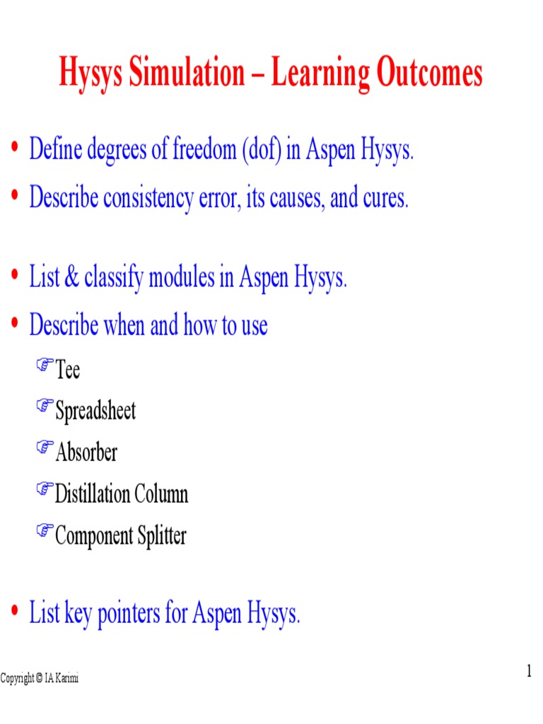 Hysys Simulation - Learning Outcomes | PDF | Distillation | Chemical ...