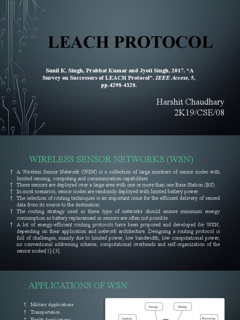Leach Protocol: Harshit Chaudhary 2K19/CSE/08 | PDF | Wireless Sensor ...