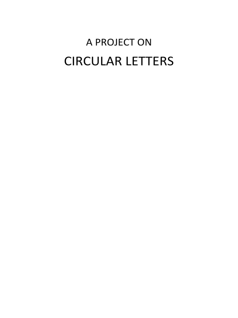 Circular Letters: A Project On | PDF