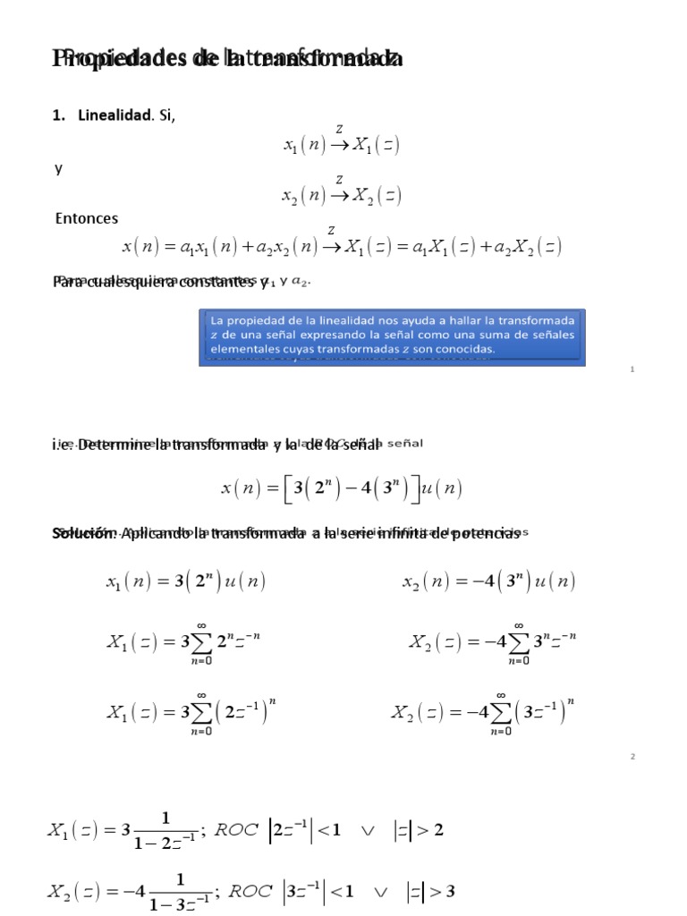 Propiedades de la Transformada Z | PDF | Funciones y mapeos | Análisis