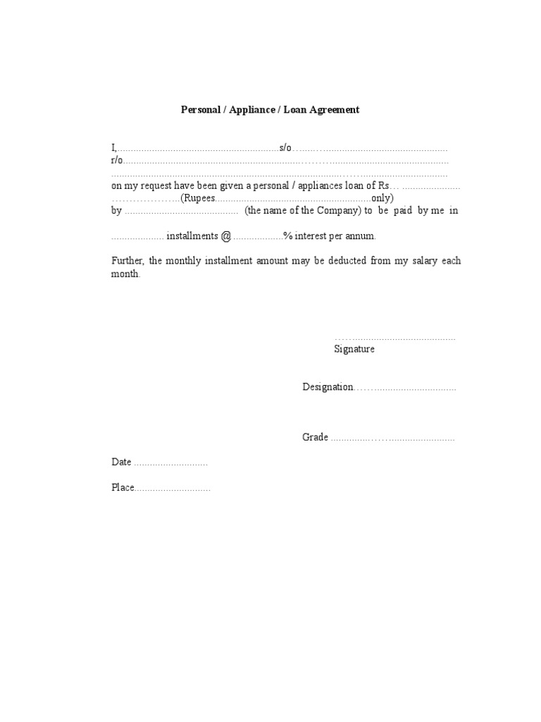 Personal / Appliance / Loan Agreement | PDF