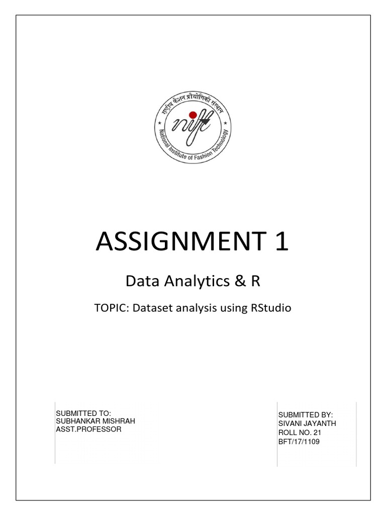 Assignment 1 Data - R Sivani Jayanth | PDF | Chart | Statistics