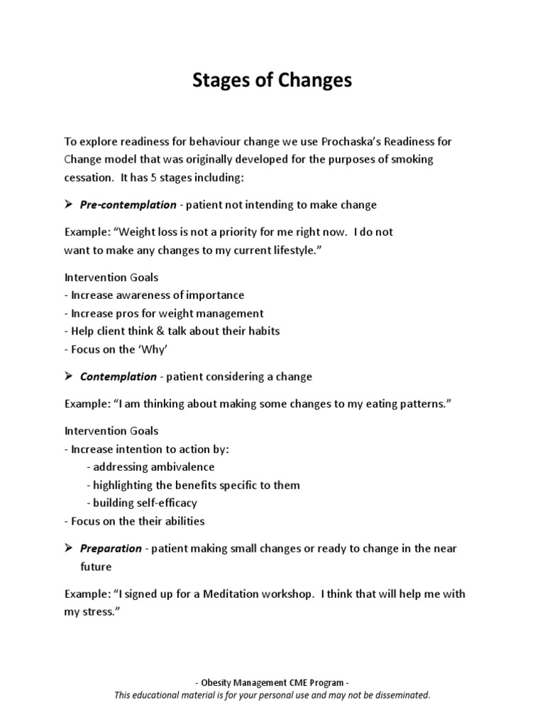 Stages of Changes: Pre-Contemplation - Patient Not Intending To Make ...
