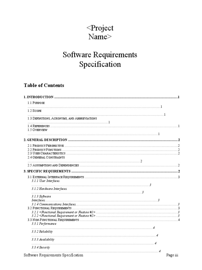 SRS Template | PDF | Specification (Technical Standard) | Systems ...