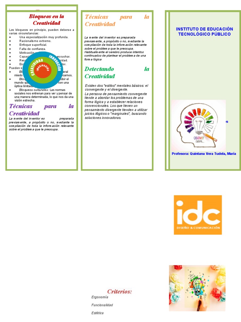 Triptico Creatividad | PDF | Creatividad | Diseño