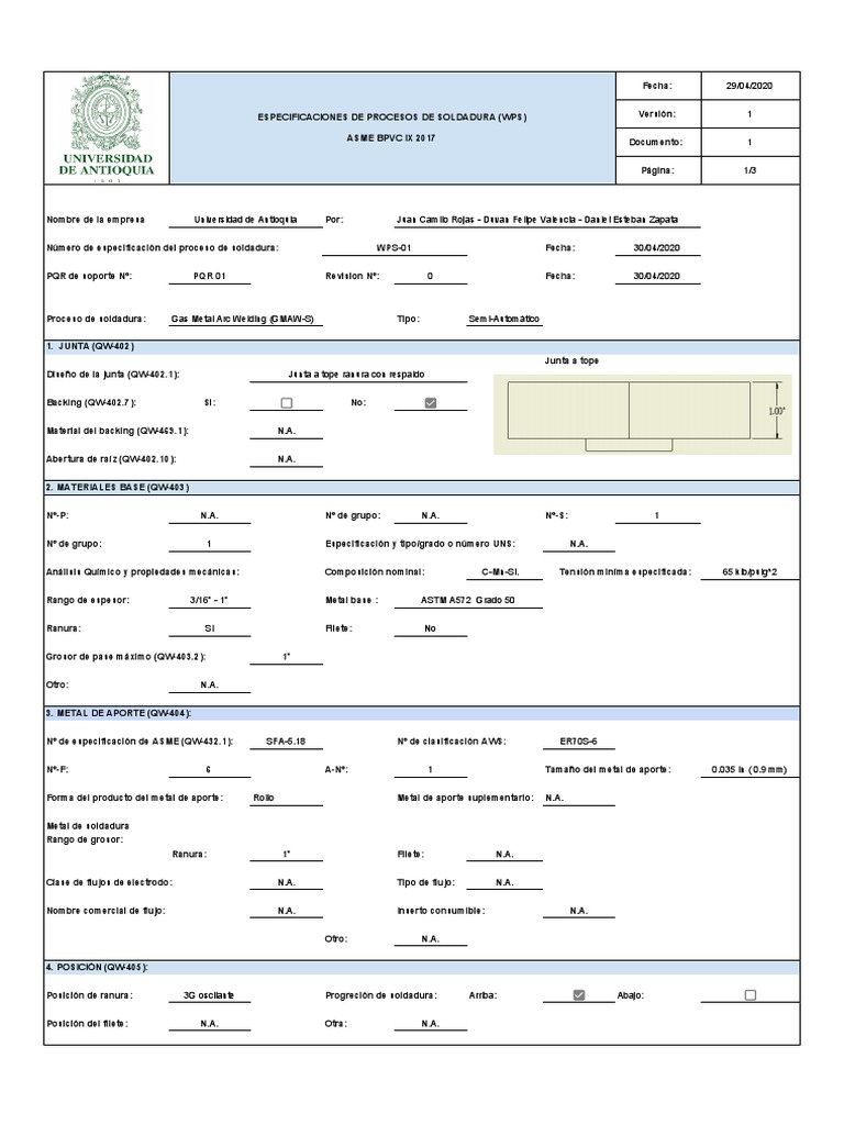 WPS Asme | PDF | Soldadura | Construcción