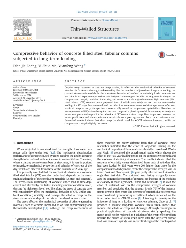 Compressive Behavior of Concrete Filled Steel Tubular Columns Subjected ...