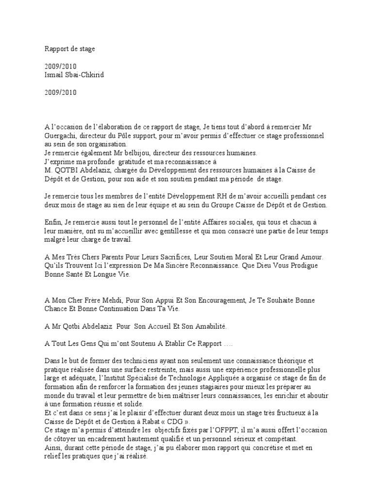 Rapport de Stage RH | Télécharger gratuitement PDF | Gestion des ...