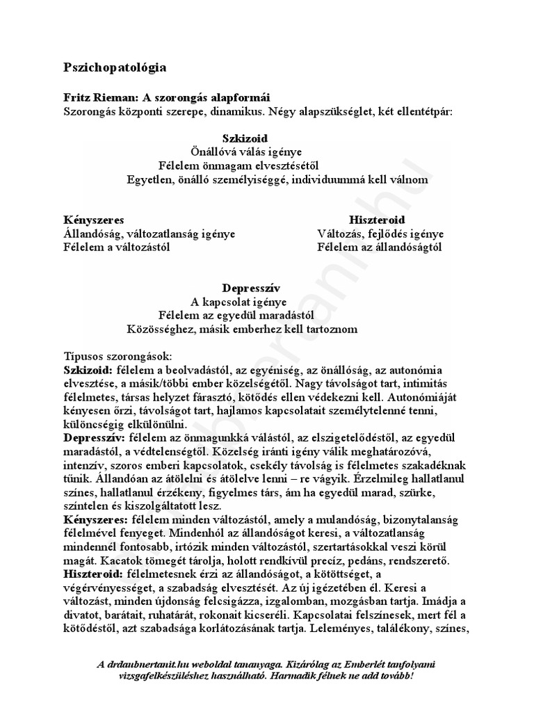 Daubner - Emberlét - Pszichopatológia 34 Oldal | PDF