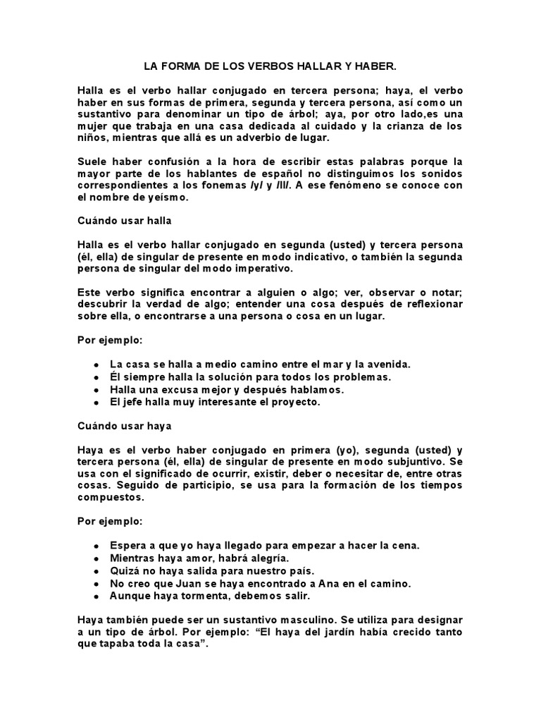 Uso de los verbos hallar y haber | PDF | Verbo | Semiótica