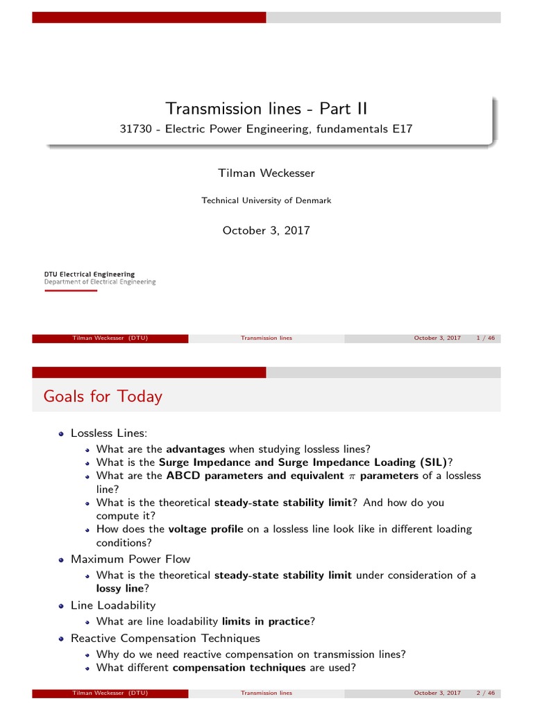 Transmission Lines - Part II: Goals For Today | PDF | Electric Power ...