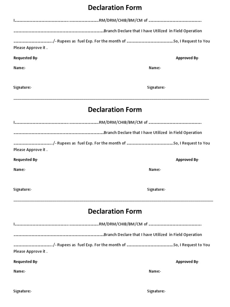 Fuel Declaration Form | PDF