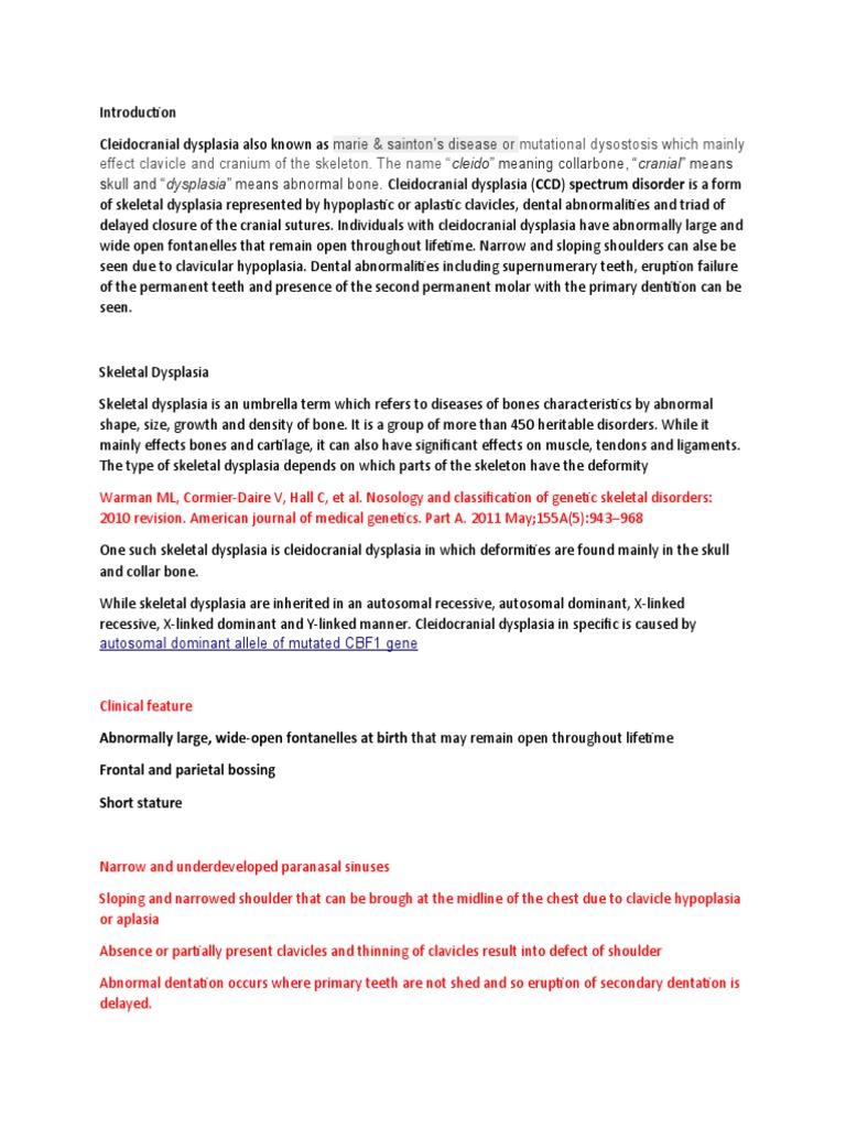 Skull and "Dysplasia" Means Abnormal Bone | PDF | Diseases And ...