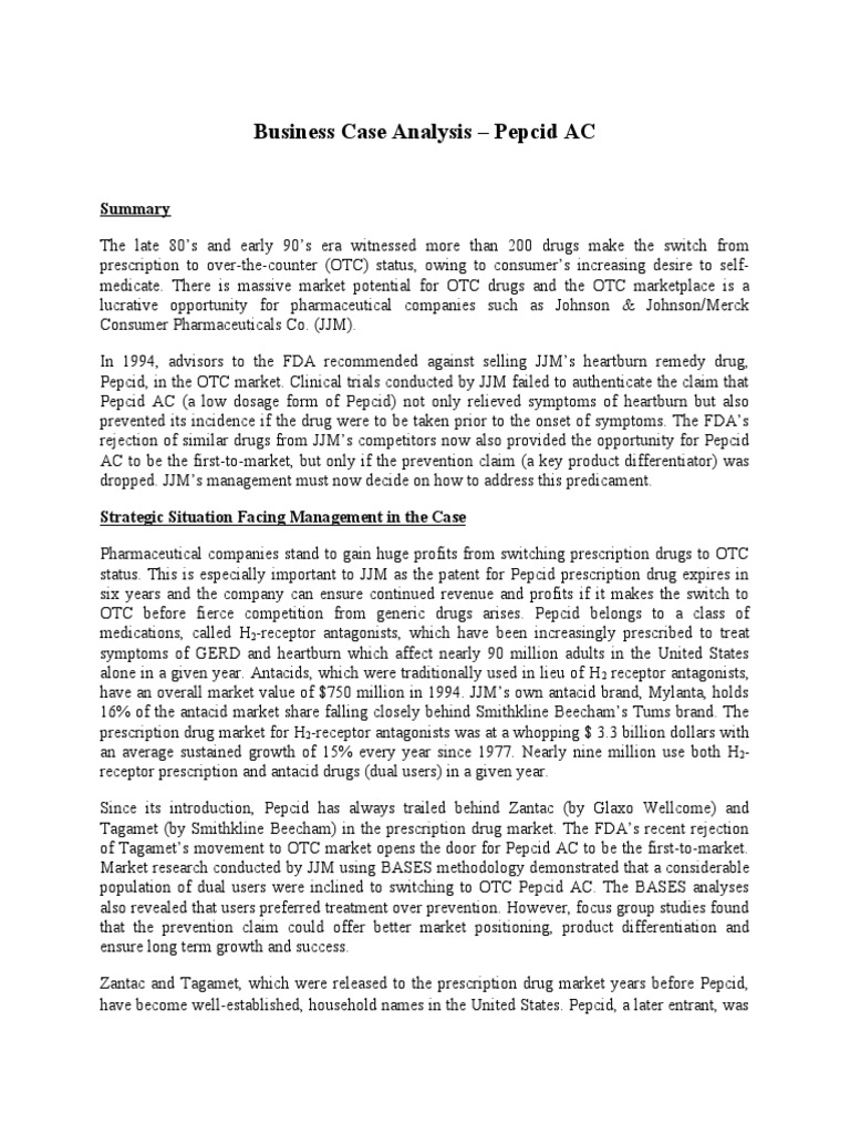 Pepcid Case Analysis | PDF | Over The Counter Drug | Food And Drug ...