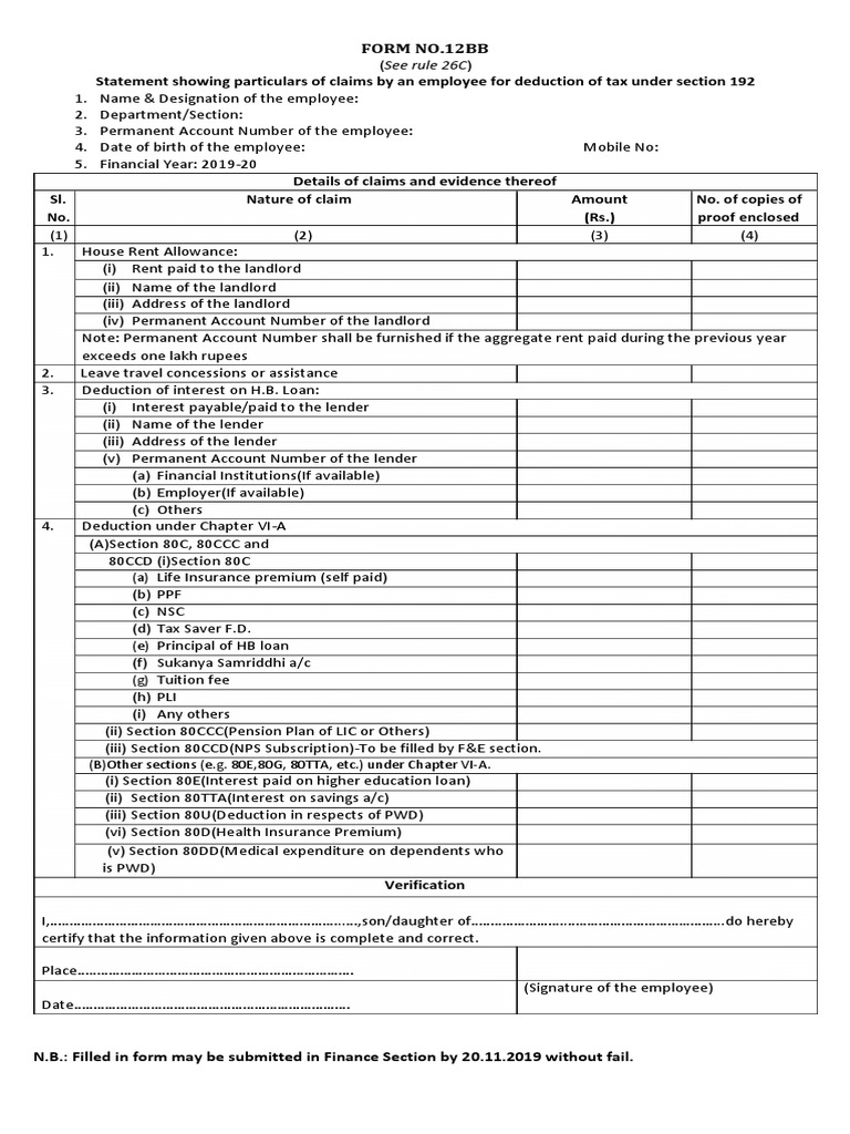 Form 12BB | PDF | Loans | Interest