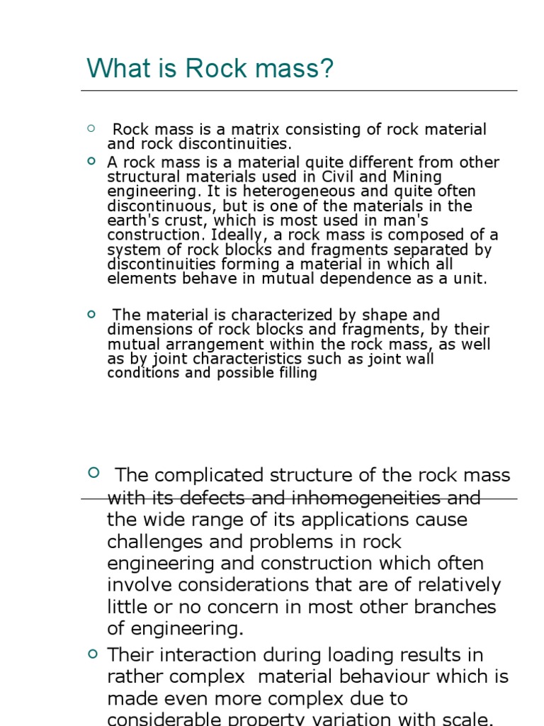 Unit 2 - Rock Mass Classification | PDF | Science | Geology