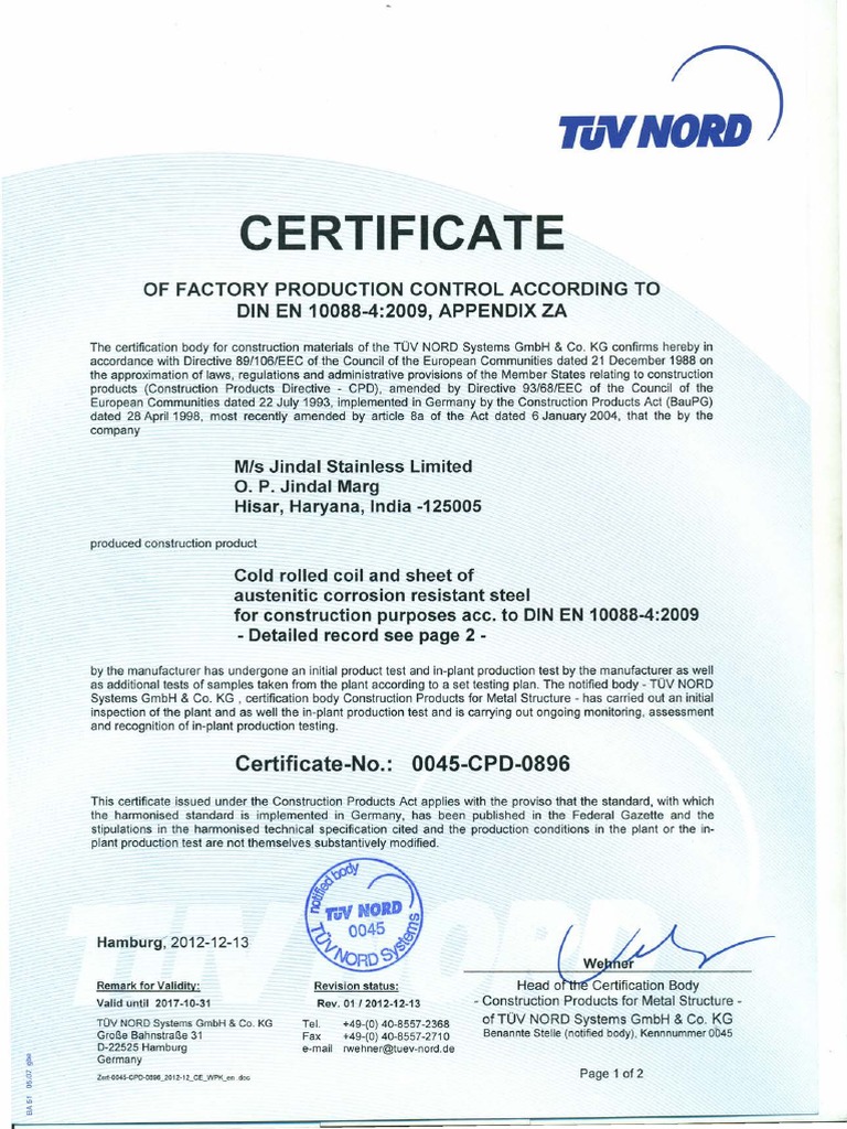 Certificate CPD | PDF | Stainless Steel | Building Materials